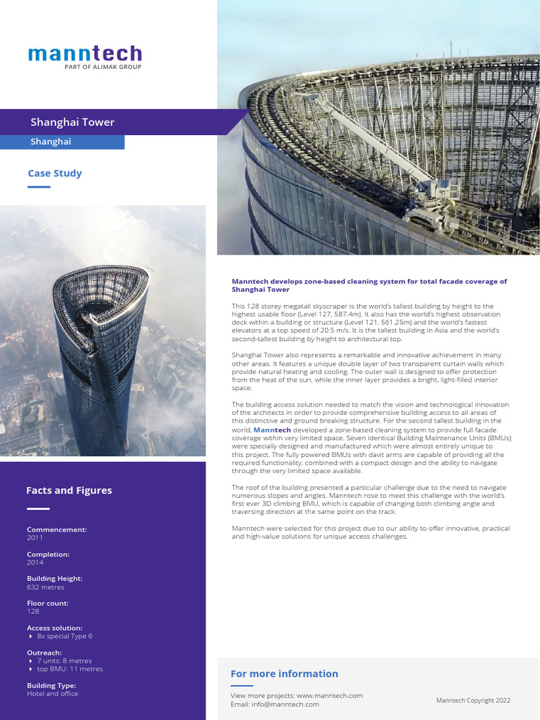 Manntech Shanghai Tower Case Study | PDF | Building Engineering ...