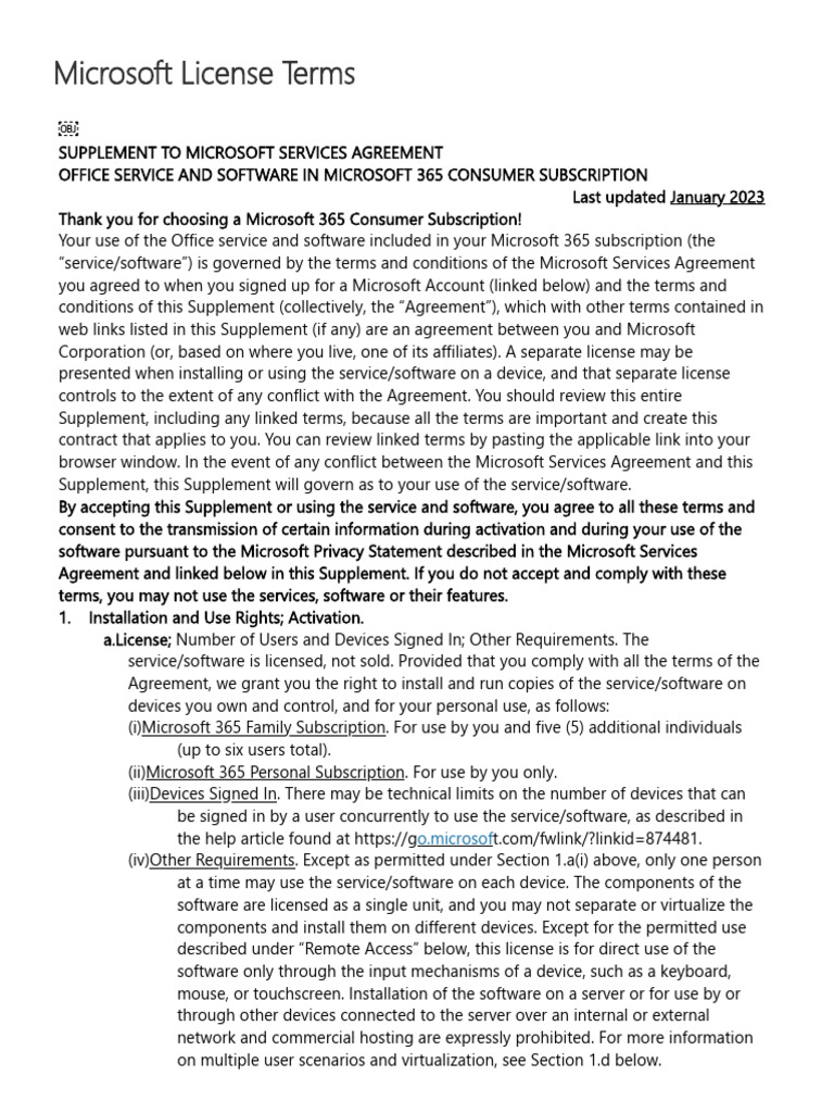 Useterms OEM OfficeinMicrosoft365 Personal English | PDF ...