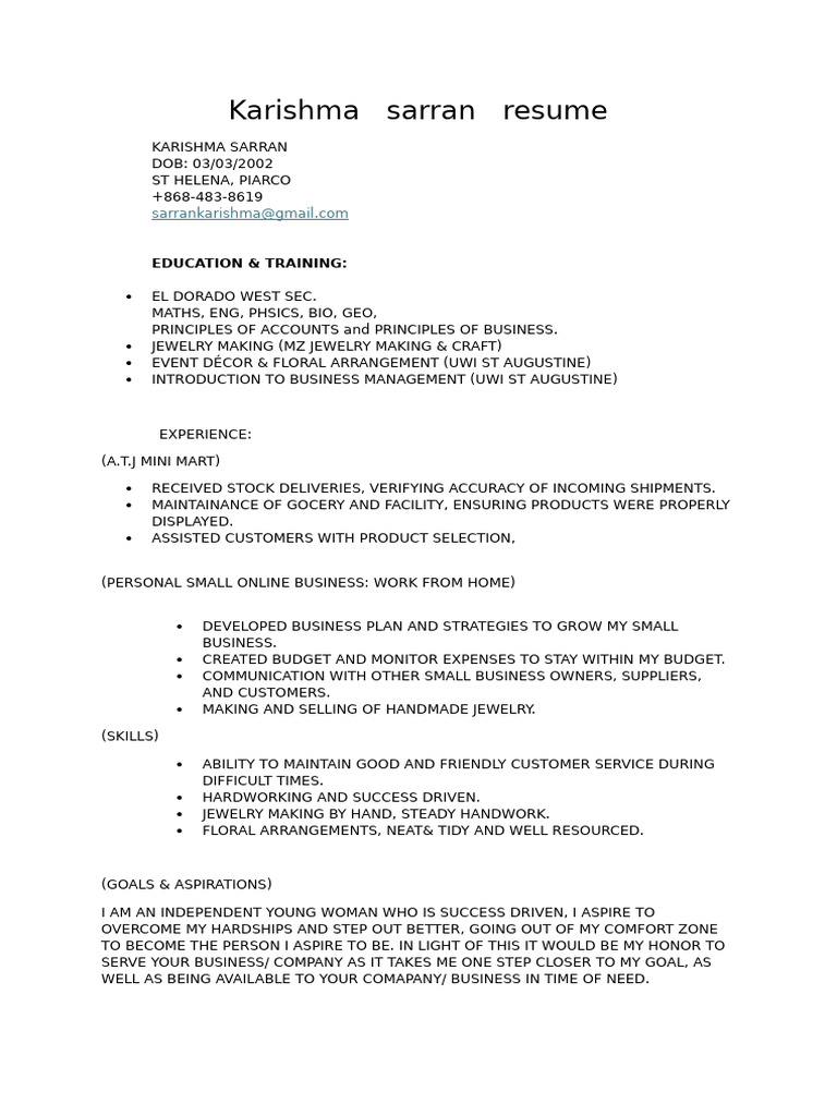 Karishma Sarran Resum1 | PDF