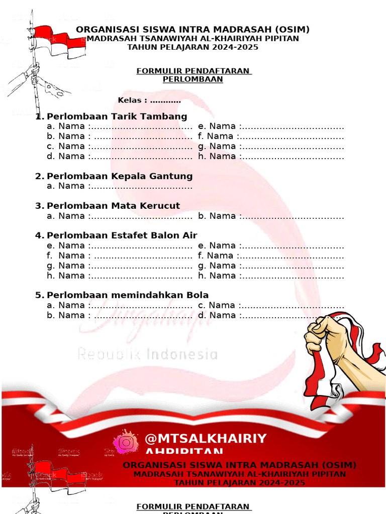 Formulir Pendaftaran Lomba 17'an 2024 | PDF | Kajian Bahasa Asing | Sejarah
