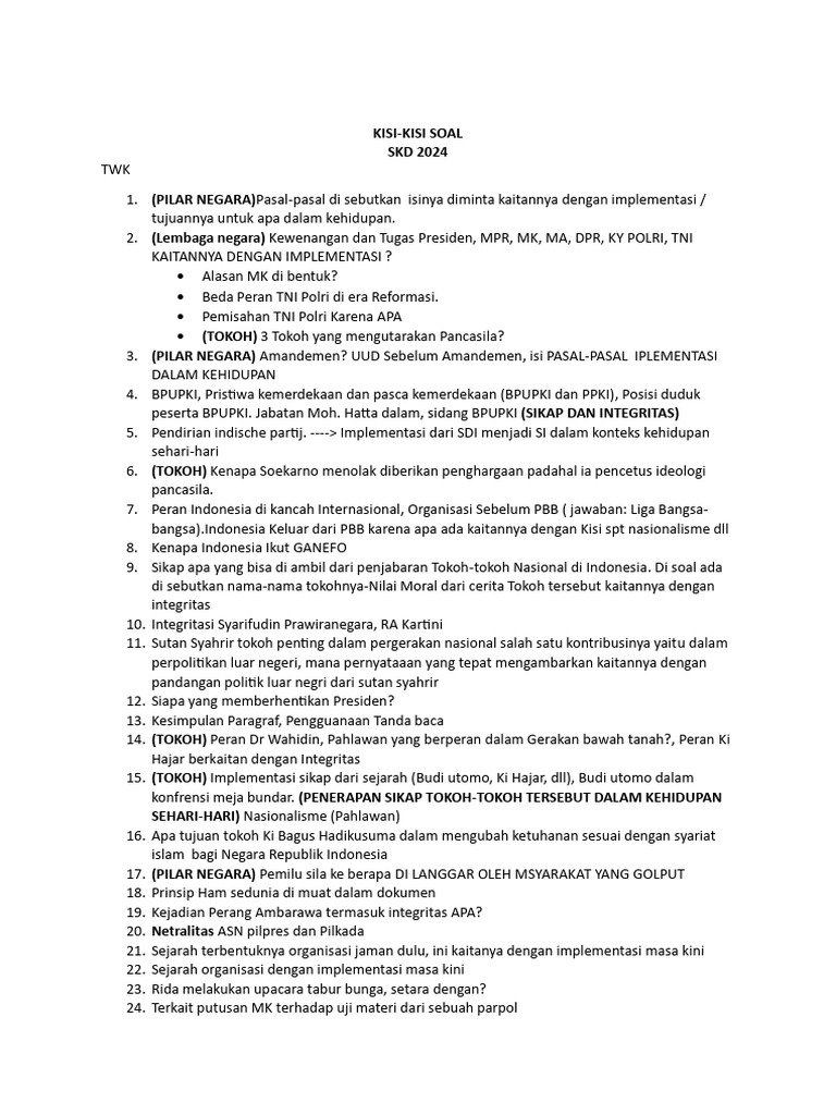 Kumpulan KISI SKD 2024 | PDF | Politik | Ilmu Sosial