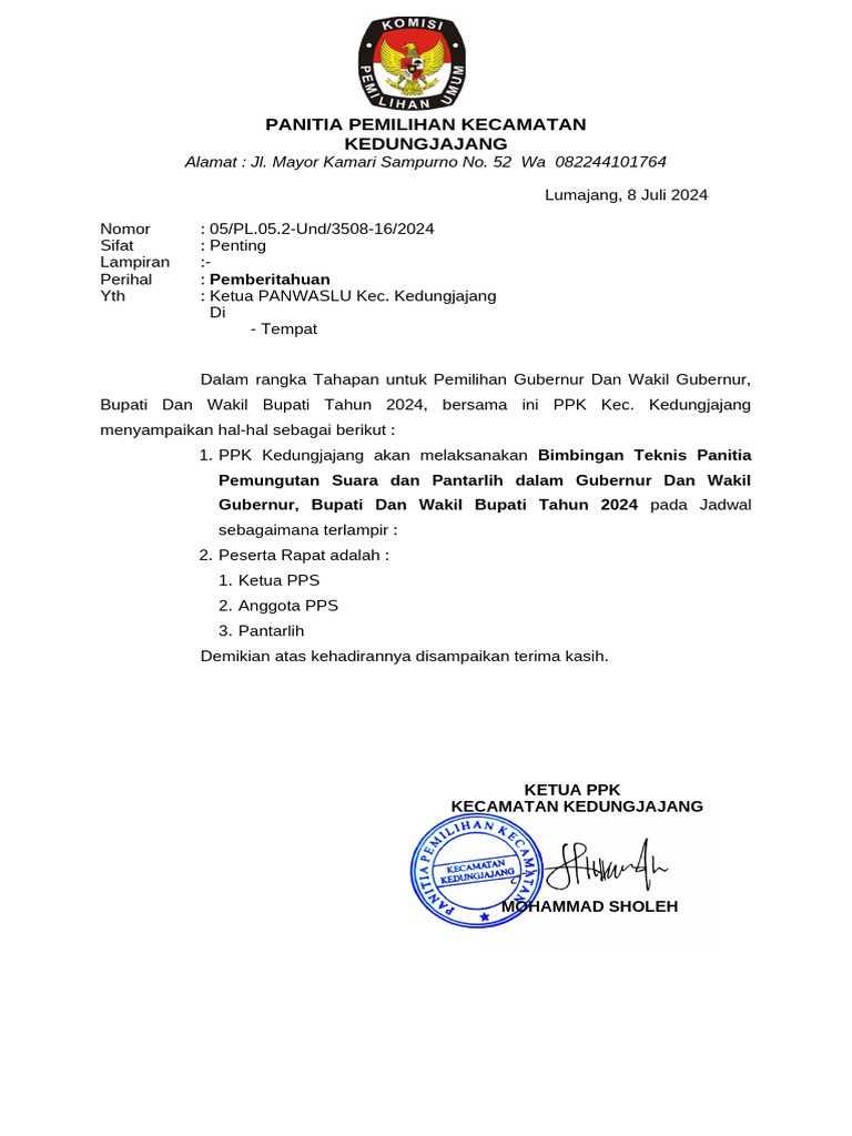 Surat Pemberitahuan Panwas | PDF