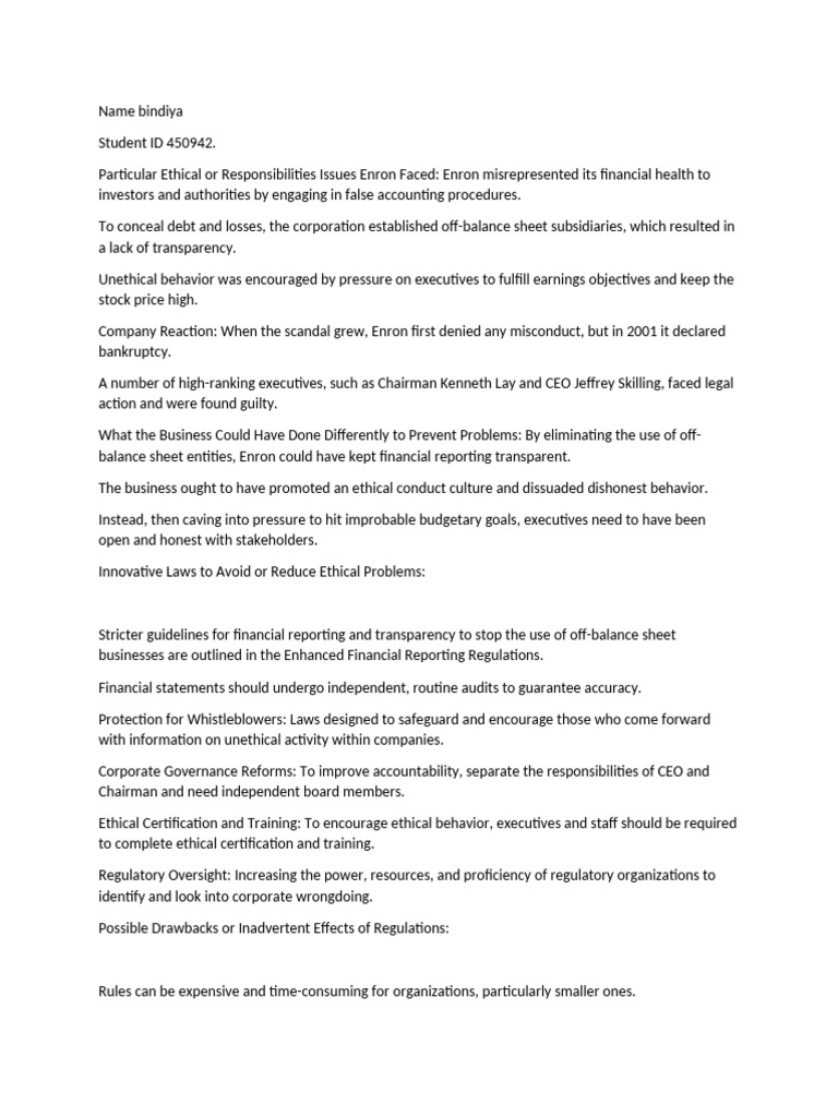 Enron Scandal: Ethics and Solutions | PDF | Enron | Financial Statement