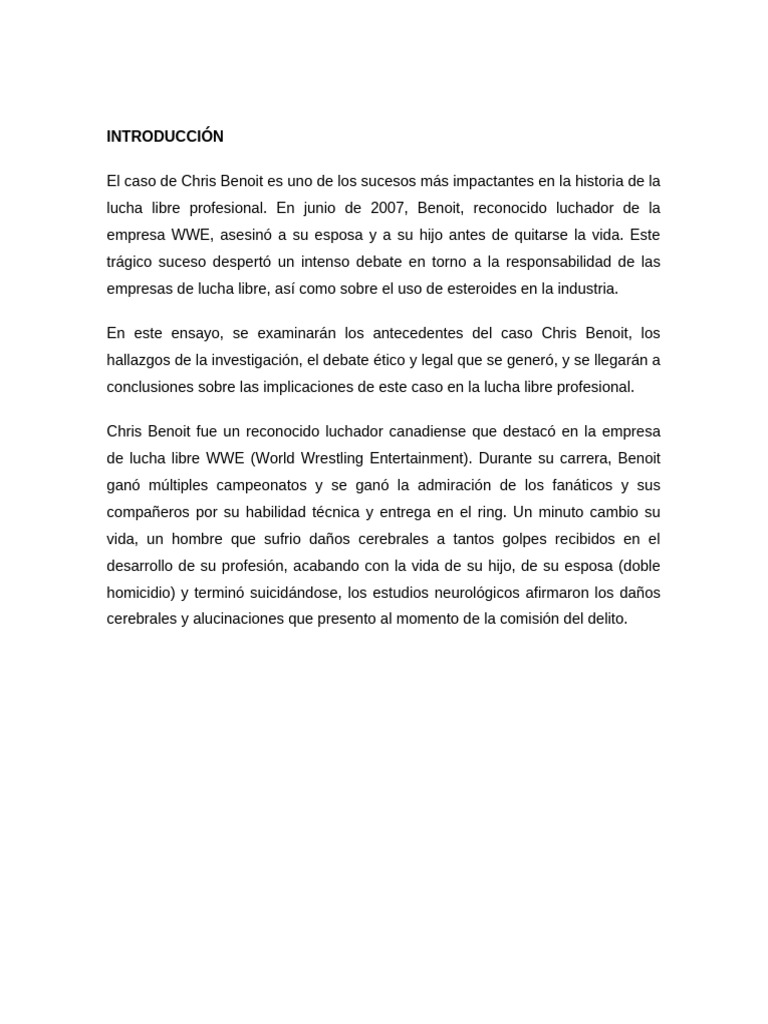 Caso Chris Benoit: Daños Cerebrales y Tragedia | PDF | Encefalopatía ...