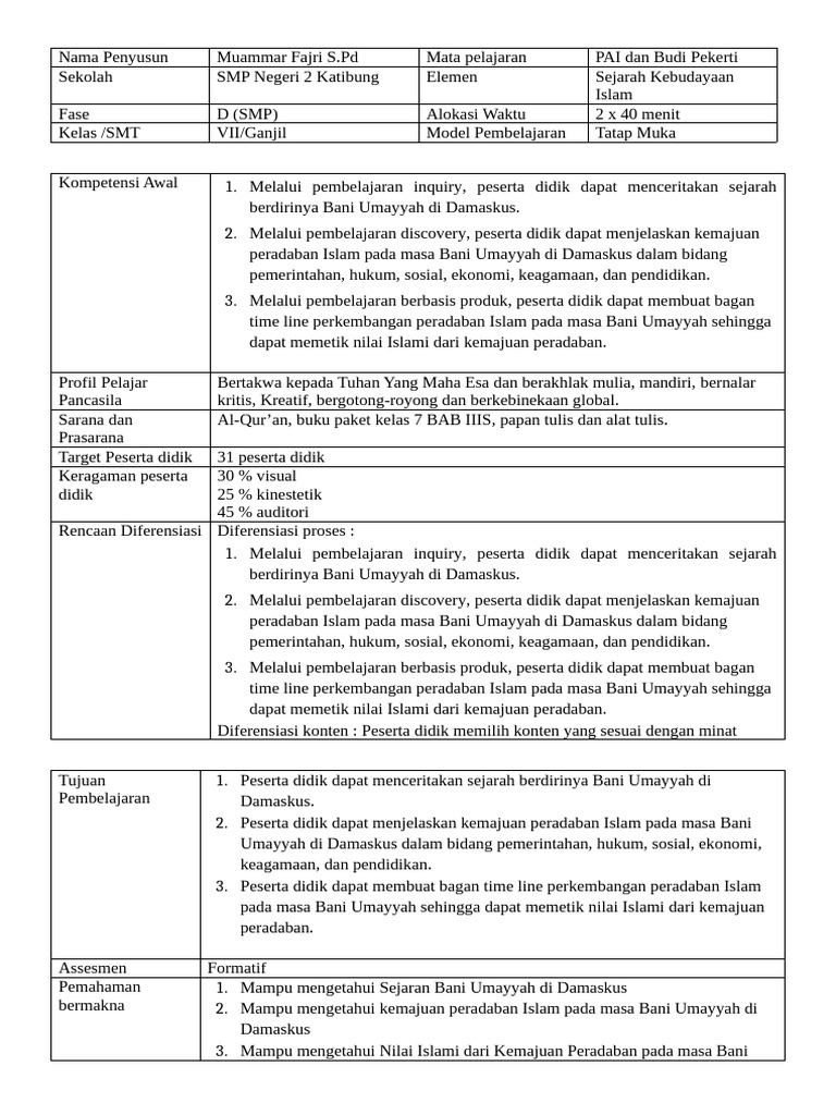 Modul Ajar 5 Pai | PDF | Karier & Perkembangan | Agama & Spiritualitas