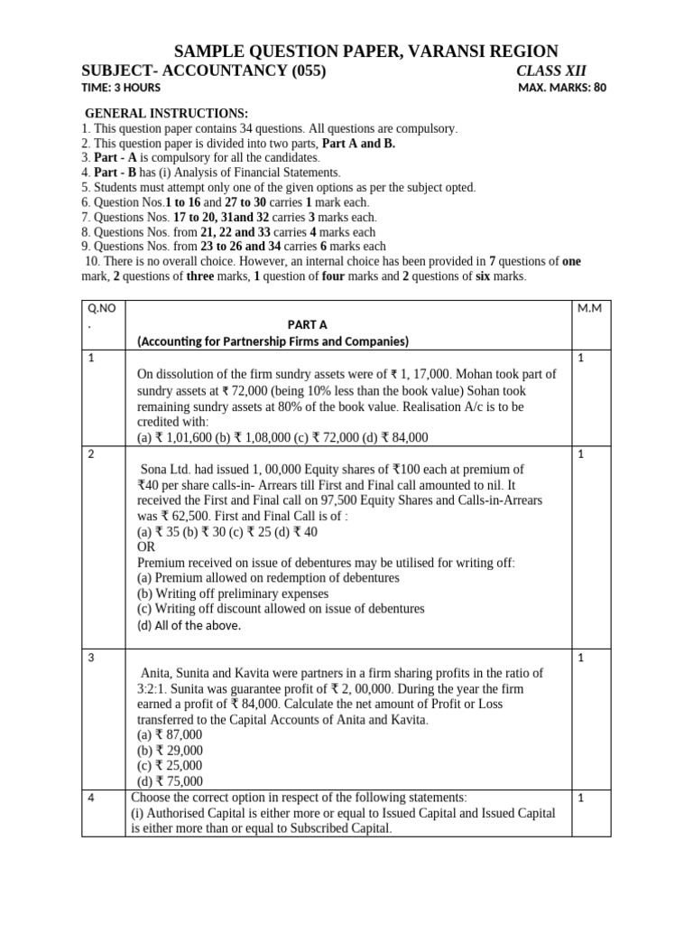 Sample Paper 2..marking Scheme | PDF | Revenue | Investing
