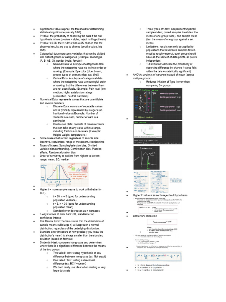 Q1 biostats | PDF | Student's T Test | P Value