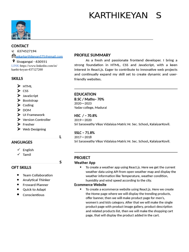 karthiResume (1)-1 | PDF | Web Development | World Wide Web
