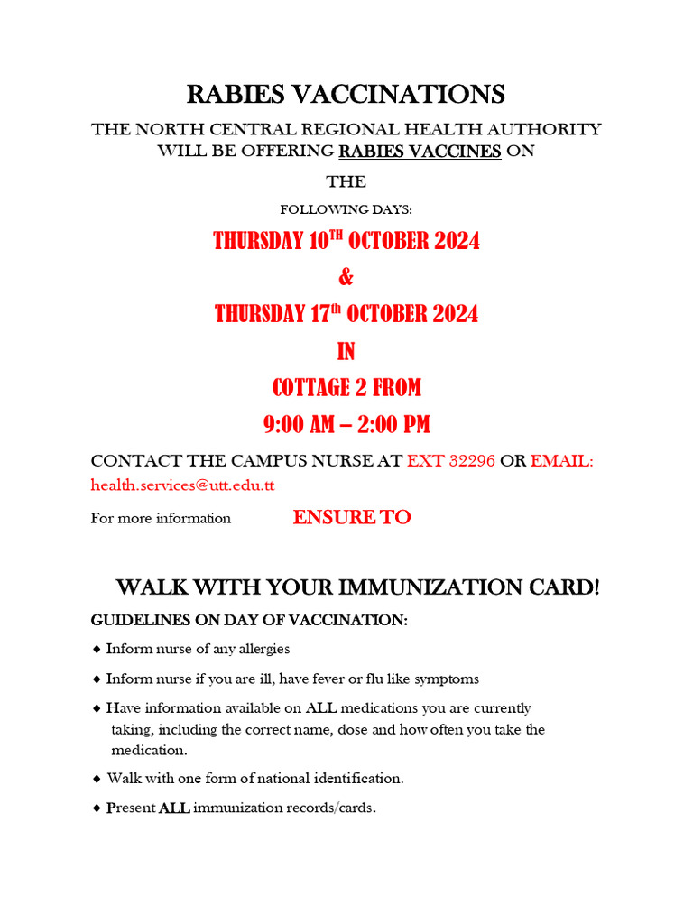 Rabies Vaccinations Flyer 2024 | PDF | Law | Wellness