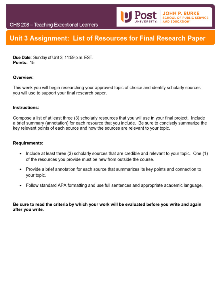 Scholarly Resource List for Research Paper | PDF | Apa Style | Learning