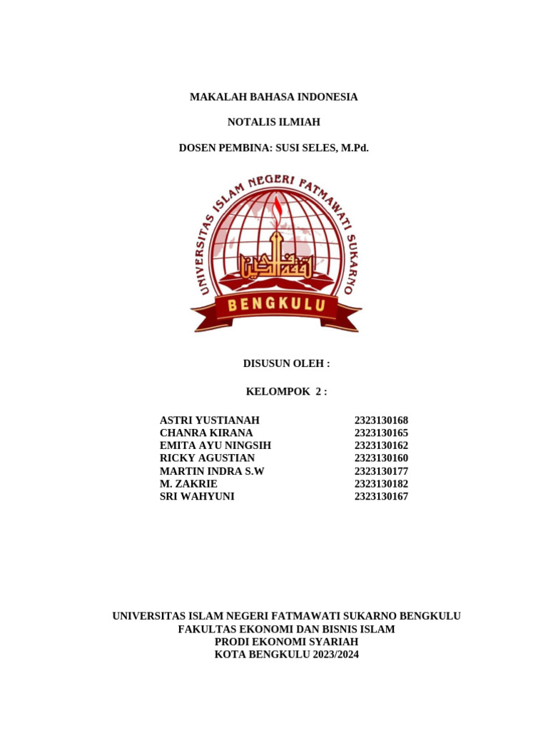 Bahasa Indonesia Kel. 2 (Notalis Ilmiah) | PDF