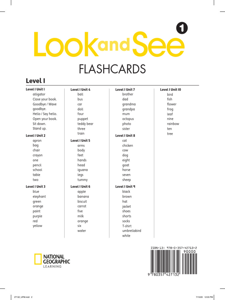 Look and See 1 - Flashcards | PDF | Adjective | Classroom