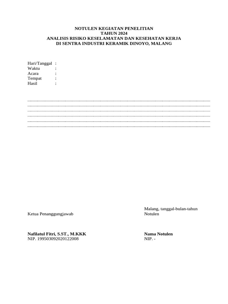 Template Notulen (Dinoyo) | PDF