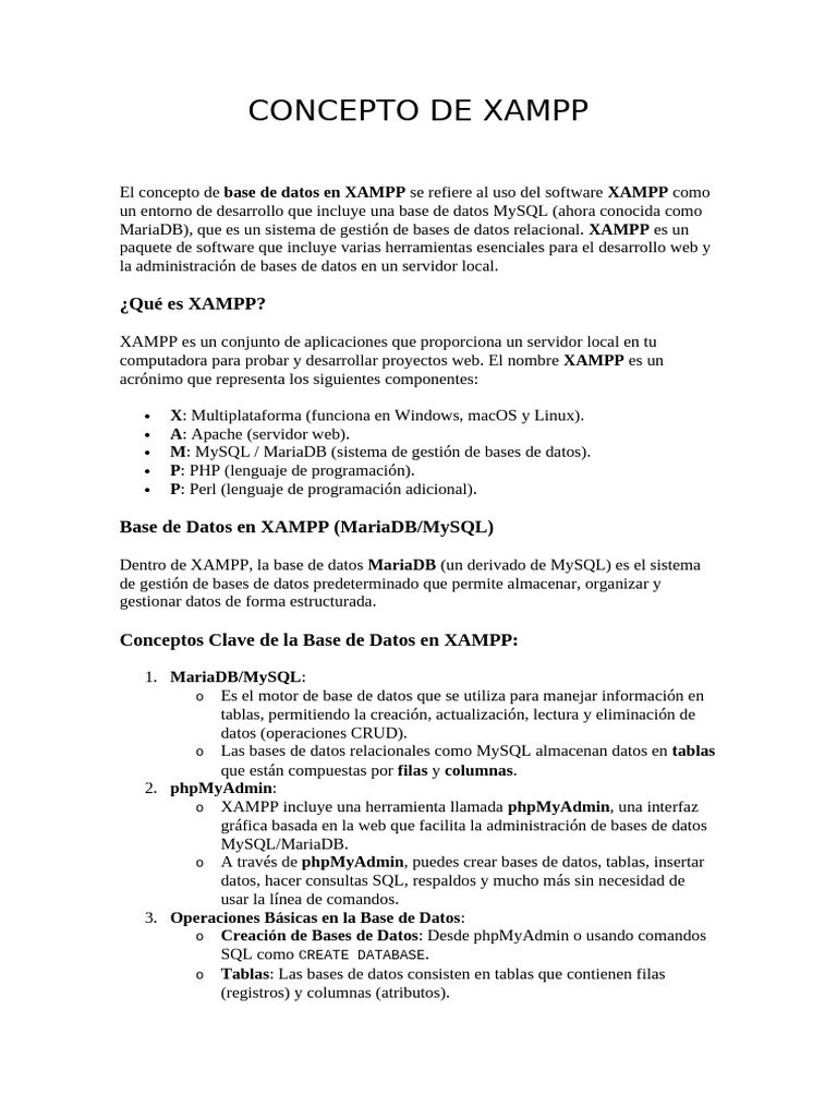 Concepto de Xampp | PDF | Mi sql | SQL