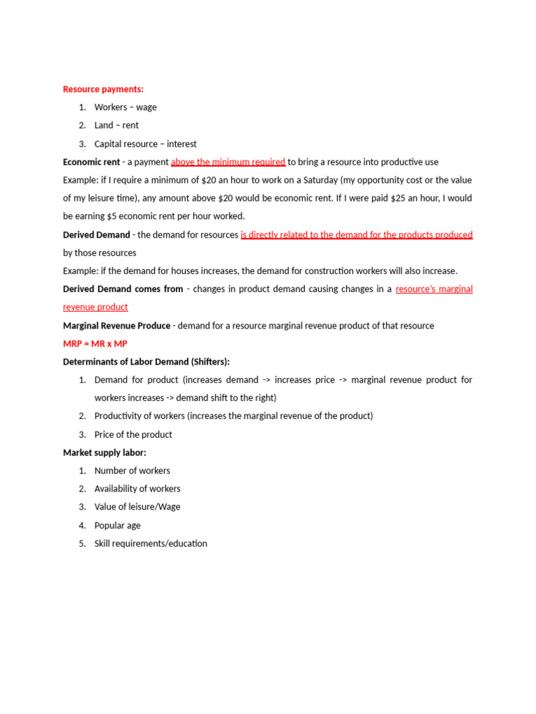 ap micro unit 5 | PDF | Labour Economics | Supply (Economics)