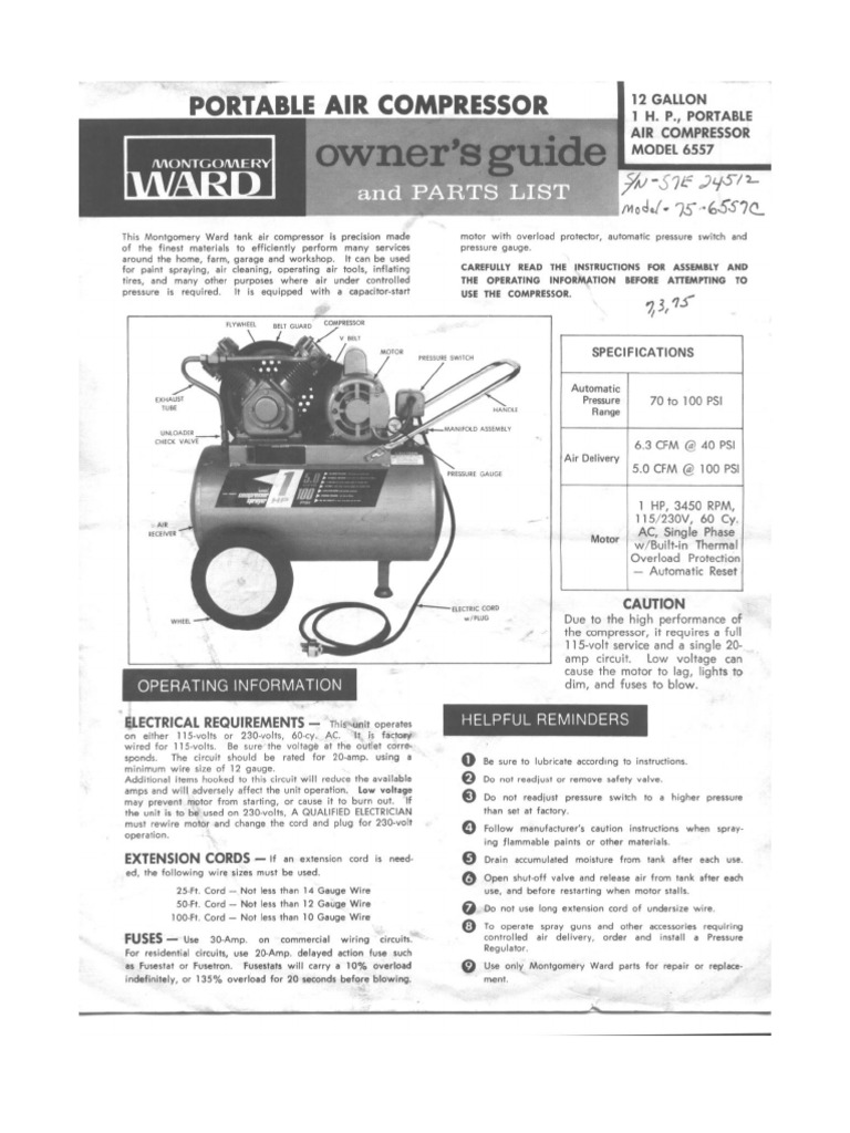 Montgomery Ward Air Compressor | PDF