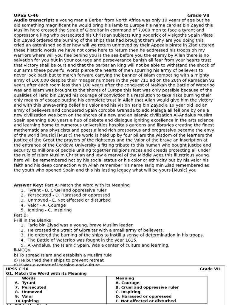 Tariq bin Ziyad: A Young Hero's Legacy | PDF | Al Andalus | Courage