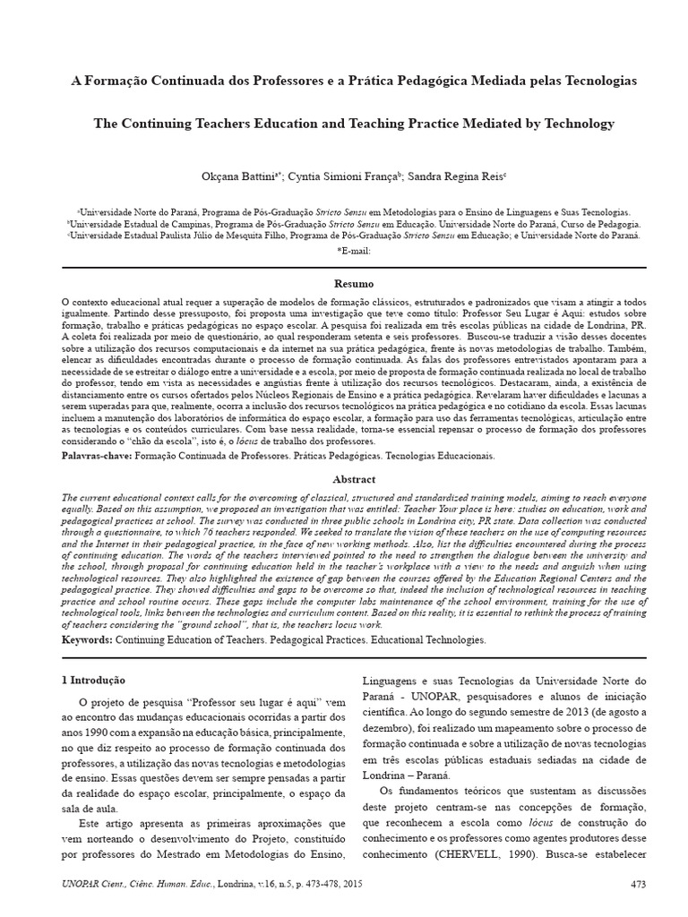 A Formacao Continuada Dos Professores e A Pratica | PDF | Pedagogia ...