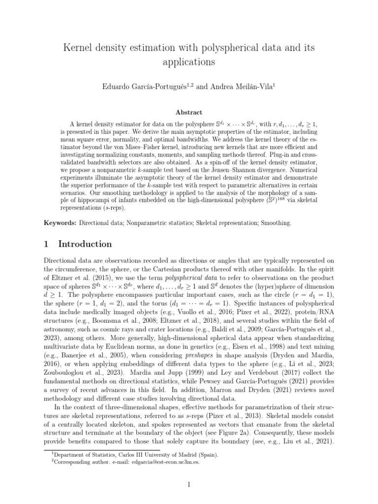 Kernel Density Estimation With Polyspherical Data and Its Applications | PDF | Estimator ...