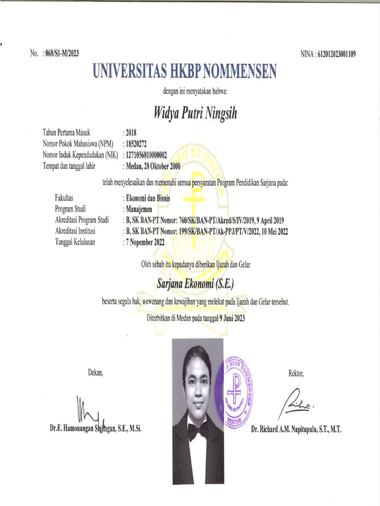 Ijazah Asli - Widya Putri Ningsih | PDF