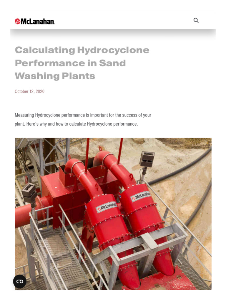 Calculating Hydrocyclone Performance in Sand Washing - McLanahan | PDF ...