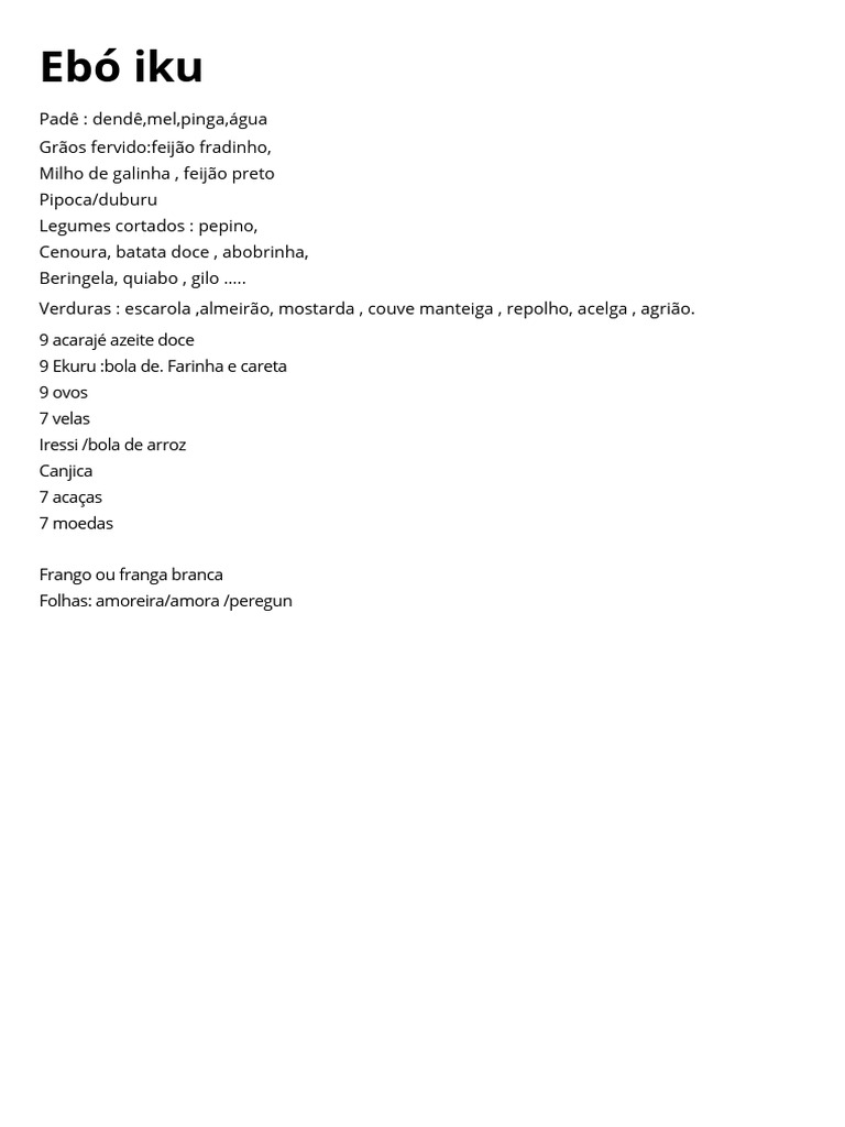 Ebó Iku PDF | PDF