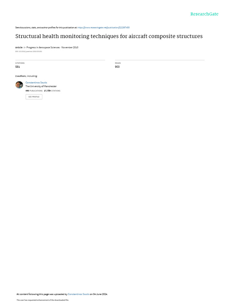 Structural Health Monitoring Techniques For Aircraft Composite Structures | PDF | Waves ...