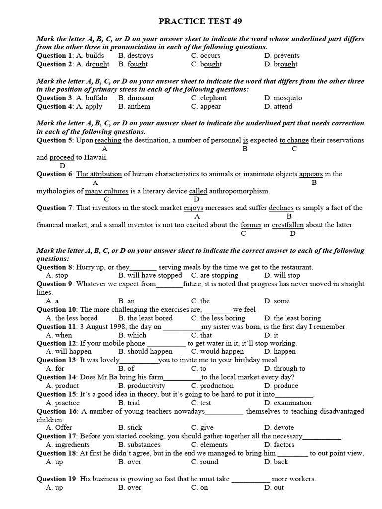 PRACTICE-TEST-49 | PDF | Interest | Protozoa