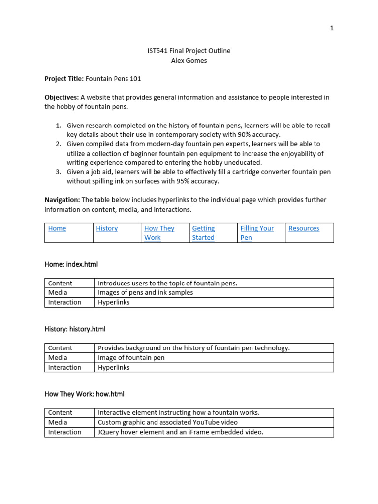 Final Project Outline Sample 1 | PDF | Hyperlink | Html Element