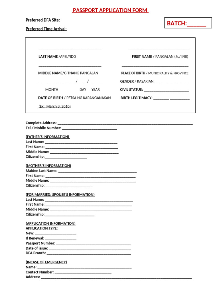 Passport Application Form | PDF