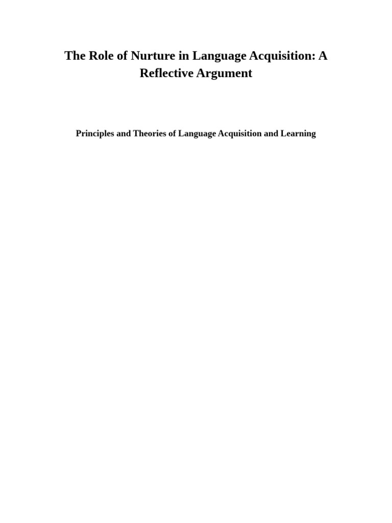 The Role of Nurture in Language Acquisition - A Reflective Argument | PDF | Language Acquisition ...