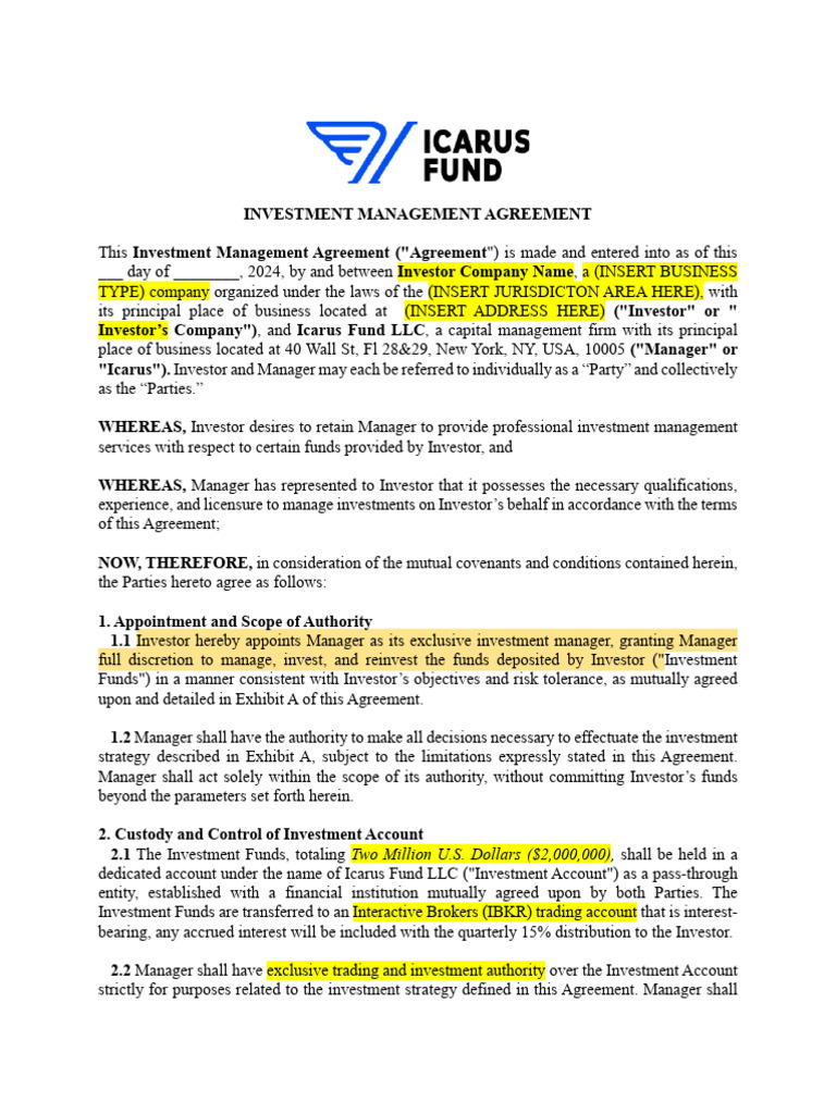 IMA - ICARUS - v2 | PDF | Indemnity | Investing