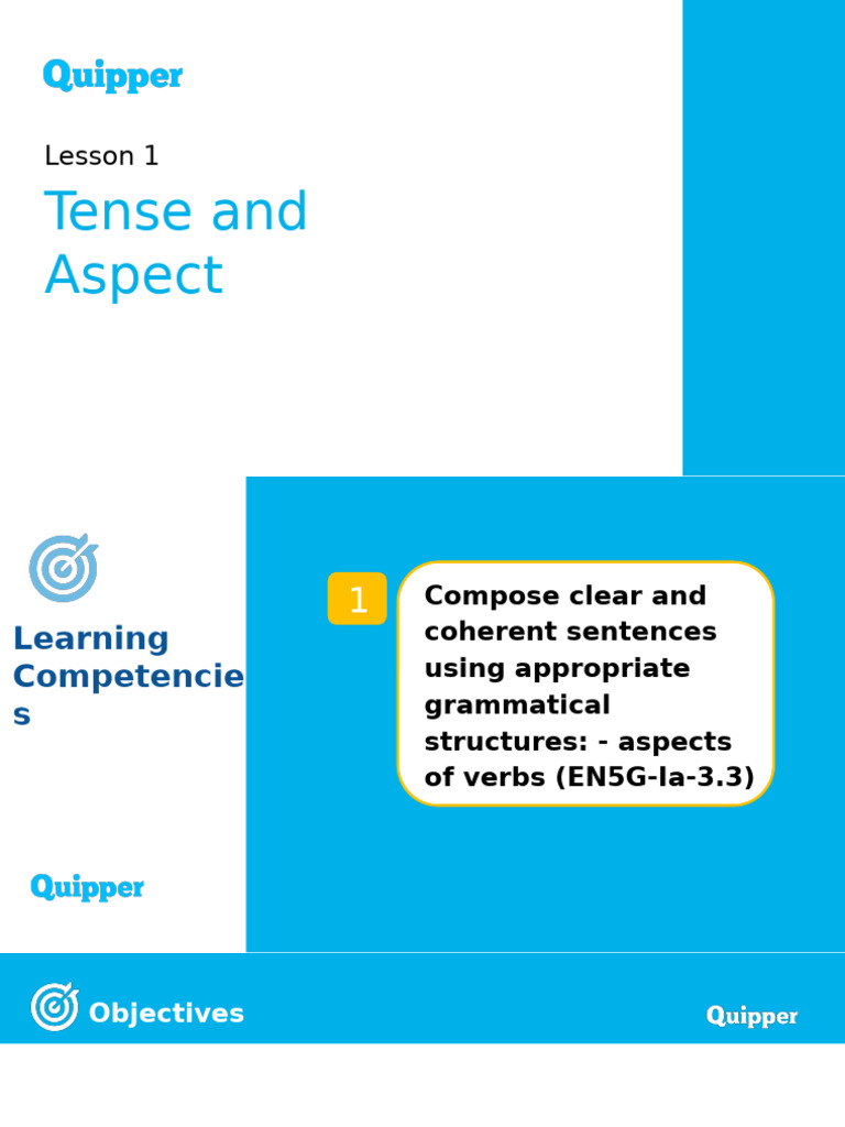 English 5 - Unit 2 - Lesson 1 - Tense and Aspect | PDF | Grammatical Tense | Perfect (Grammar)