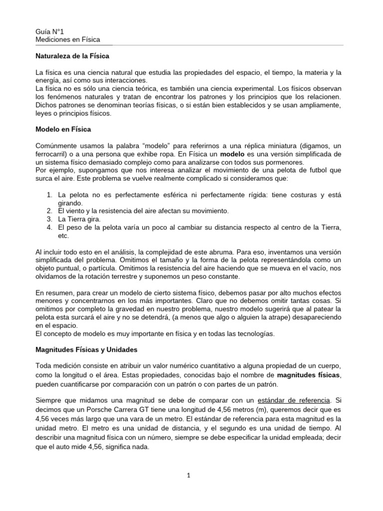 Guía 1 Mediciones Fisicas | PDF | Sistema Internacional de Unidades | Kilogramo
