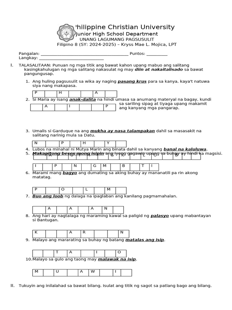Filipino 8-1st-Qa | PDF