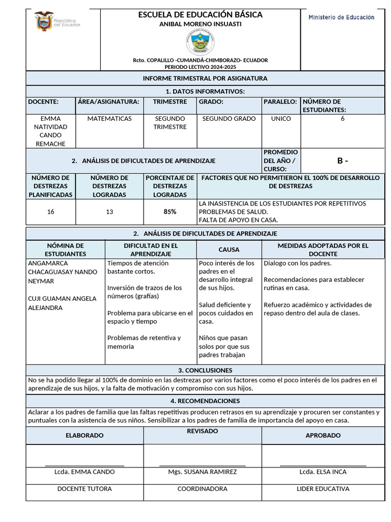 Informe de Matematicas | PDF | Aprendizaje | Modificación de comportamiento