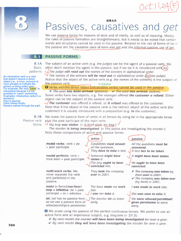 8-Passive, Causatives and Get (OCT-11-2024) (FRI.) | PDF | Verb | Linguistic Typology