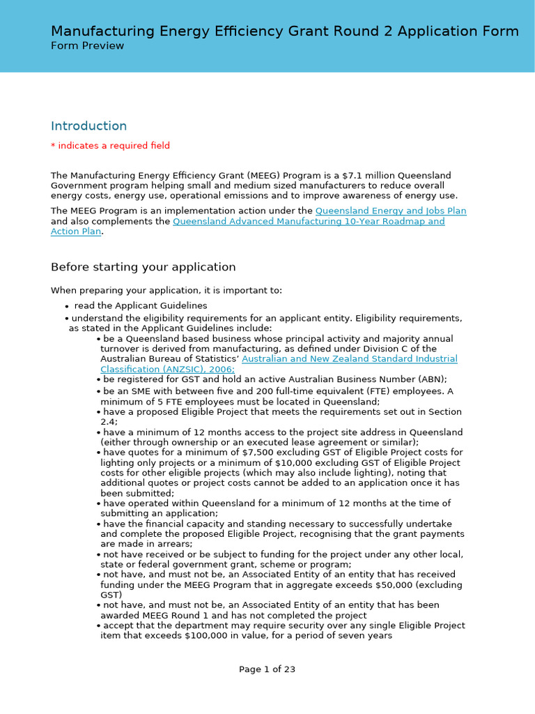 Manufacturing Energy Efficiency Grant Round 2 Application Form ...