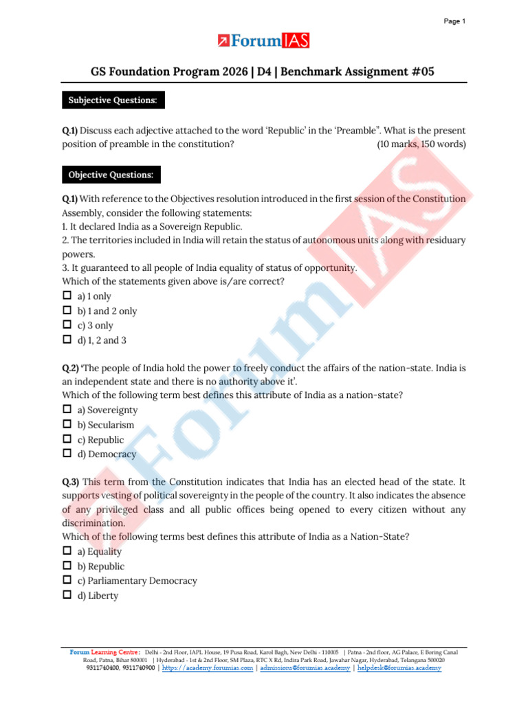 GS Foundation Program 2026: Republic Concepts | PDF | Government ...