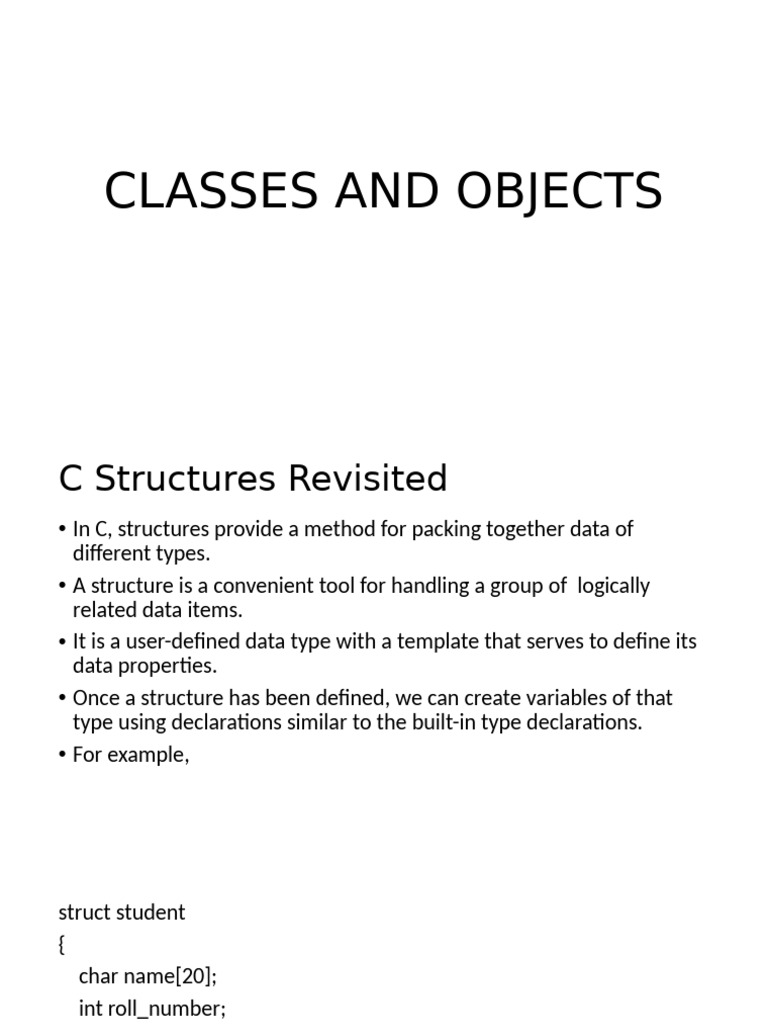 Classes and Objects | PDF | Class (Computer Programming) | Scope ... Classes and Objects | PDF | Class (Computer Programming) | Scope ...