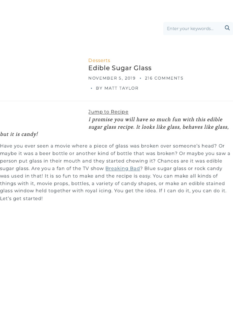 Edible Sugar Glass Recipe - How To Make Sugar Glass | PDF | Foods