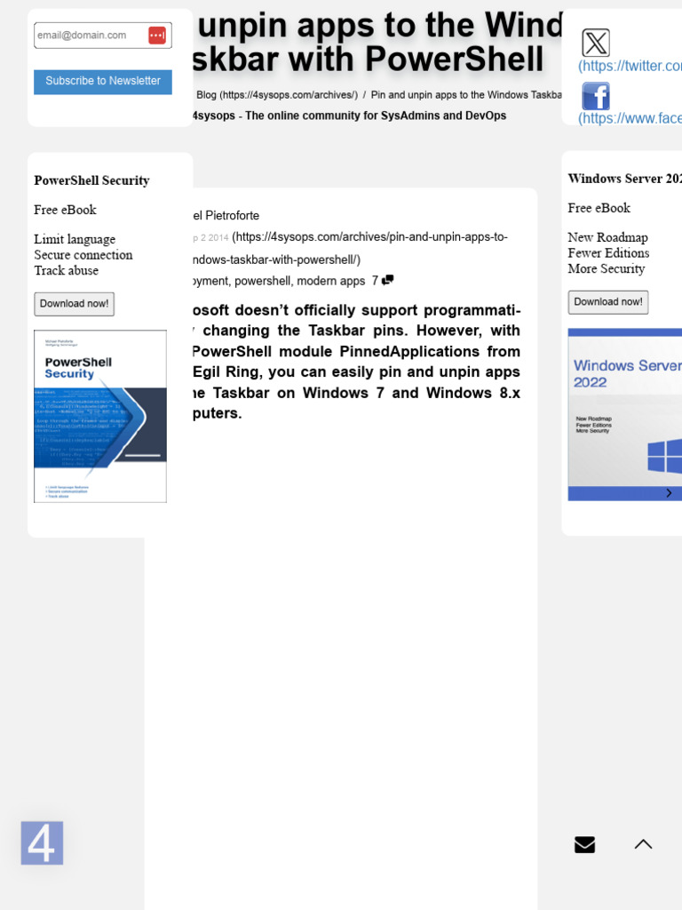 Pin and Unpin Apps To The Windows Taskbar With PowerShell - 4sysops | PDF | Utility Software ...