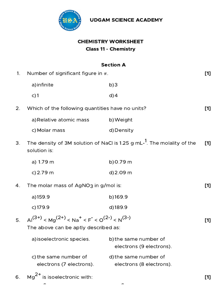 Chemistry Worksheet 11 | PDF | Molecular Orbital | Chemical Bond
