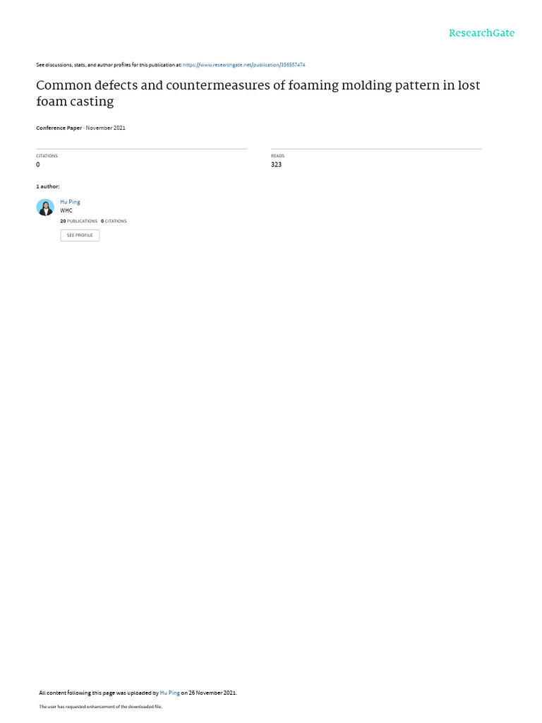 Common Defects and Countermeasures of Foaming Molding Pattern in Lost ...