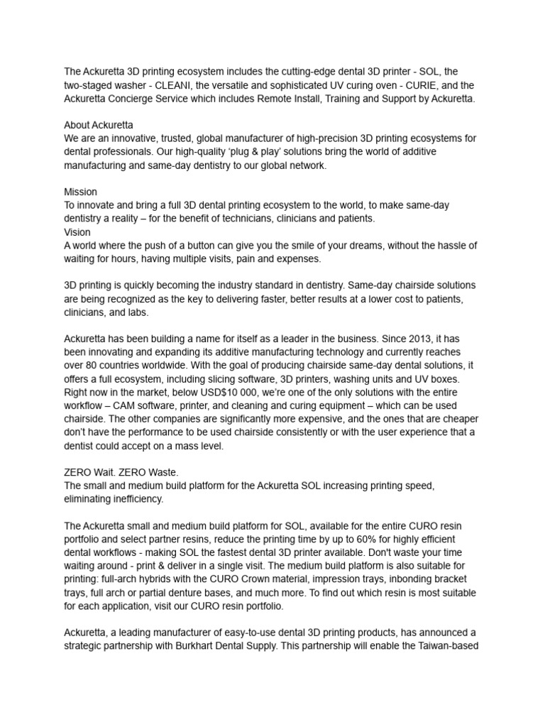 CH Biz ACKURETTA | PDF | 3 D Printing