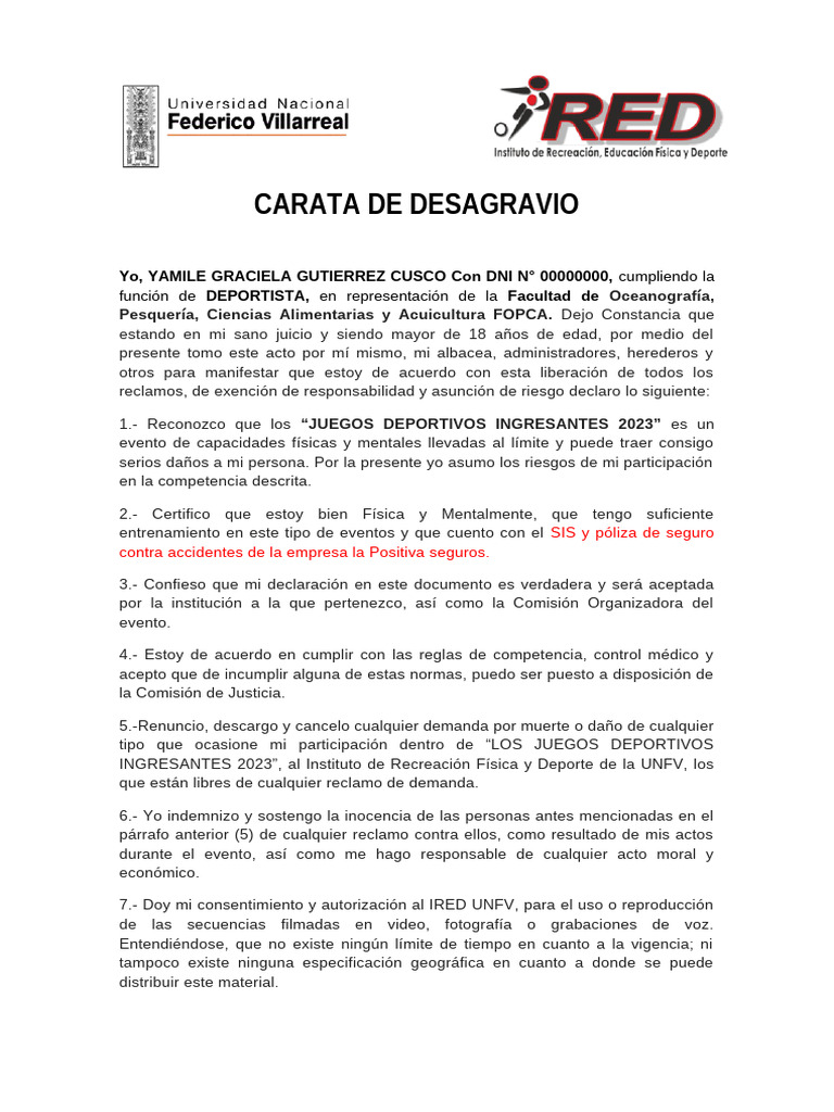 Modelo de Carta Desagravio | PDF | Estilo de vida