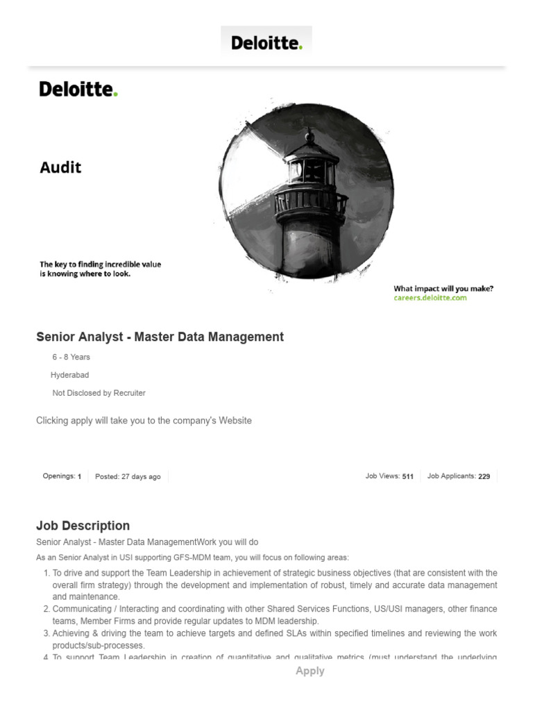 Job Description - Deloitte | PDF | Leadership | Data