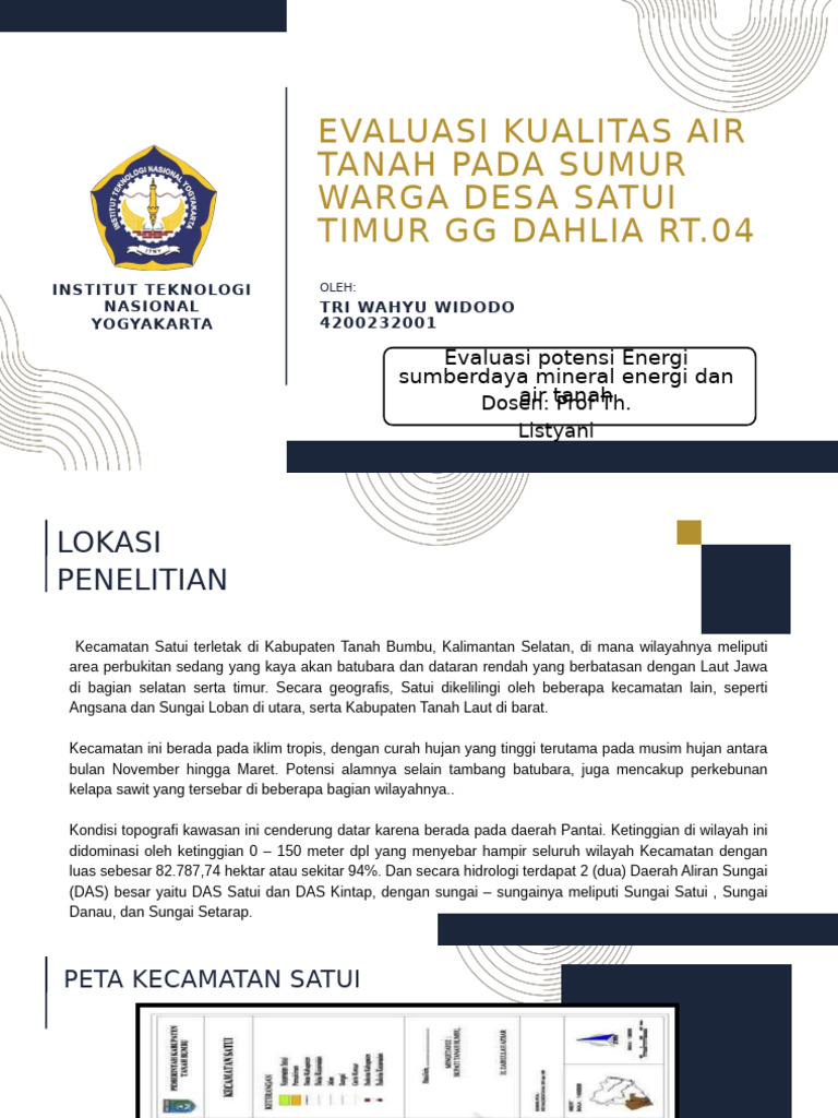 Presentasi Progress Evaluasi Potensi SDM Dan Air Tanah | PDF