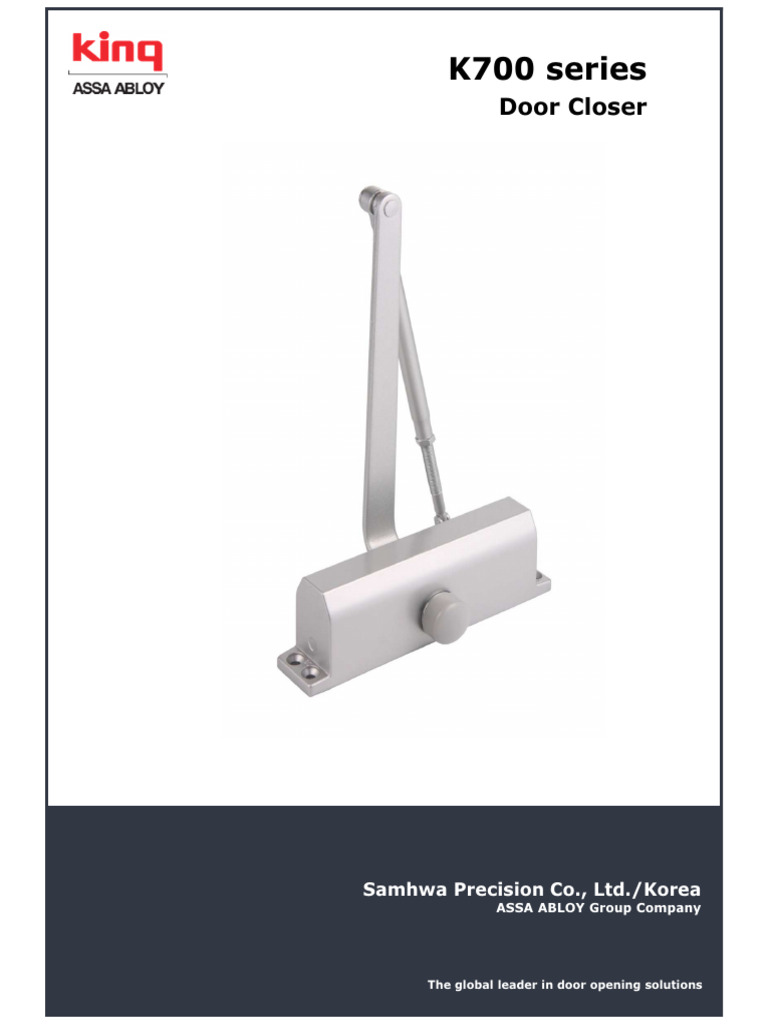 K700 Series Door Closer Overview | PDF | Door | Valve