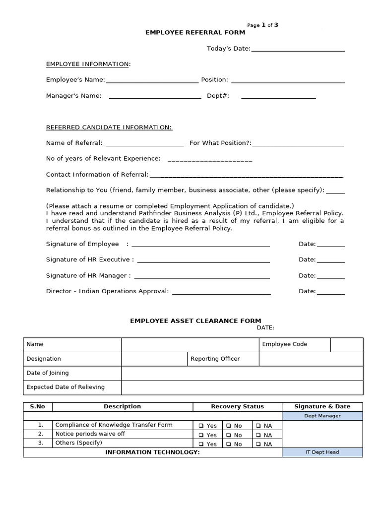 Updated - HR Asset Clearance Form | PDF | Recruitment | Employment